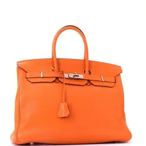 Hermès Birkin Handbag Clemence With Palladium Hardware 35 - Orange
