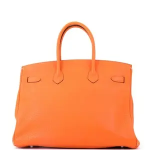 Hermès Birkin Handbag Clemence With Palladium Hardware 35 - Orange