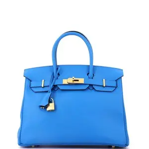 Hermès Birkin Handbag Epsom With Gold Hardware 30 - Blue