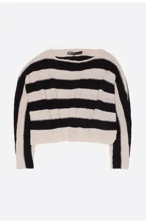 Bimba Y Lola Striped Oversize Cropped Sweater