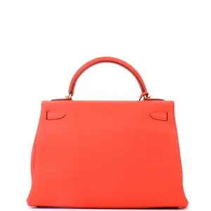 Hermès Kelly Handbag Orange Togo With Gold Hardware 32