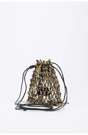 Bimba Y Lola Small Braided Leather Bag With Drawstring Closure - Vanilla