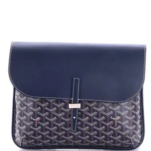 Goyard Coursier Messenger Bag Coated Canvas And Leather - Blue