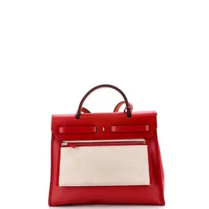 Hermès Herbag Zip Berline Vache Canvas And Leather 31 - Red