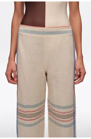 Bimba Y Lola Striped Linen Blend Trousers