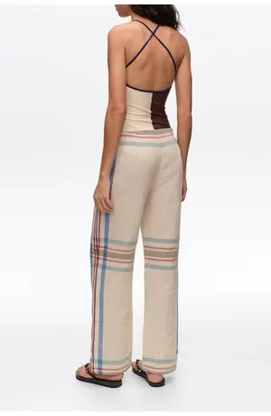 Bimba Y Lola Striped Linen Blend Trousers