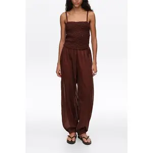 Bimba Y Lola Cotton Gathered Balloon Jumpsuit - Brown