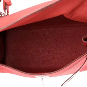 Hermès Kelly Handbag Pink Clemence With Palladium Hardware 28 - Red