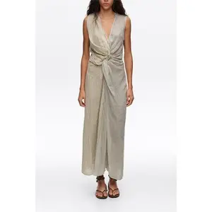 Bimba Y Lola Striped Ruched Knot Dress - Blue