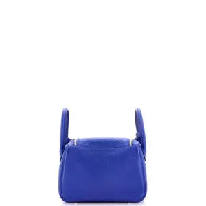 Hermès Lindy Quadrille Bag Clemence With Canvas Mini - Blue