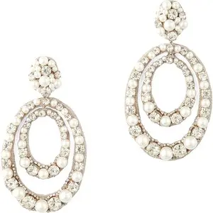 Deepa Gurnani Spencer Faux Pearl And Crystal Drop Earrings - Silver