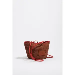 Bimba Y Lola Small Raffia Basket Bag - Oak