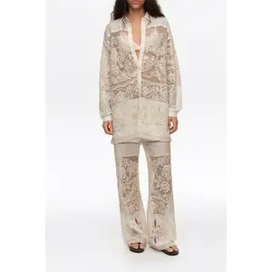 Bimba Y Lola Trousers With Embroidery And Openwork - Ecru