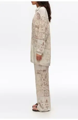 Bimba Y Lola Embroidered And Openwork Cotton Blend Trousers
