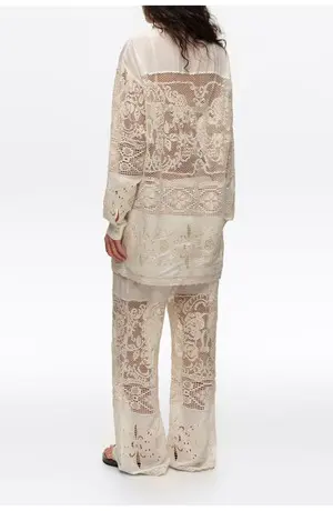 Bimba Y Lola Embroidered And Openwork Cotton Blend Trousers