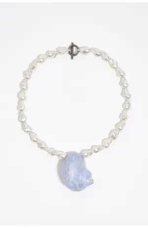 Bimba Y Lola Pearl And Enameled Seashell Necklace
