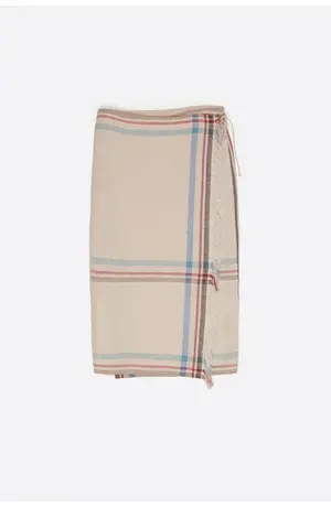 Bimba Y Lola Striped Linen Blend Midi Wrap Skirt