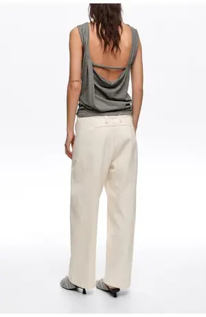 Bimba Y Lola Barrel Cut Jeans In Cotton And Linen Blend