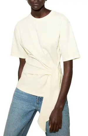 Mango Side Tie Stretch Cotton T-shirt