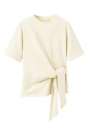 Mango Side Tie Stretch Cotton T-shirt