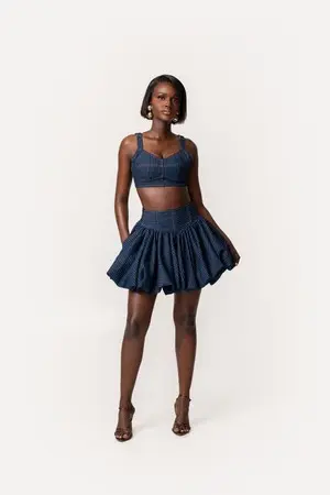 OFUURE Serena Crop Top In Pinstripe - Denim