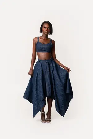 OFUURE Sabina Handkerchief Skirt In Pinstripe