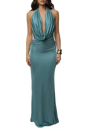 JLUXLABEL Lunara Cowl Maxi Dress - Teal