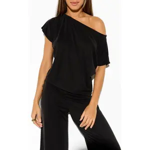 Spiritual Gangster Spiritual Gangster Asha Off-the-Shoulder Jersey Top Black