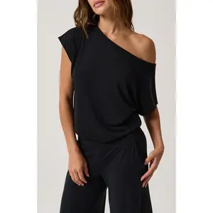 Spiritual Gangster Asha Off-the-shoulder Jersey Top - Black