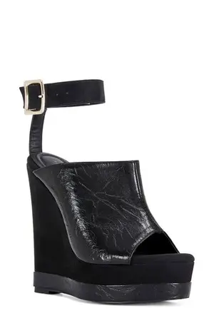 AZALEA WANG Tana Platform Ankle Strap Sandal - Black