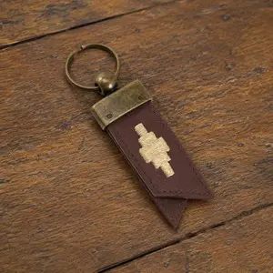 PAMPEANO Juntos Origami Leather Keyring - Brown/cream