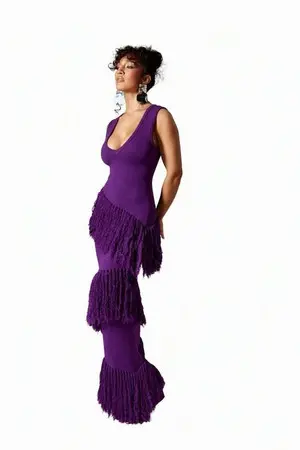 OFUURE Embellished Fringe Maxi Dress - Sequin