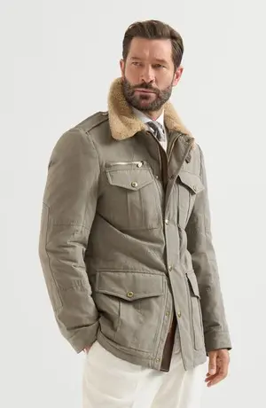 Brunello Cucinelli Waxed Techno Cotton Safari Jacket With Thermore® Padding - Medium Grey