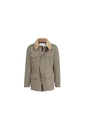 Brunello Cucinelli Waxed Techno Cotton Safari Jacket With Thermore® Padding