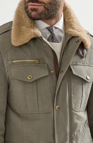 Brunello Cucinelli Waxed Techno Cotton Safari Jacket With Thermore® Padding