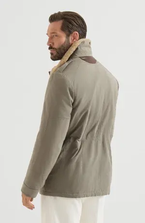 Brunello Cucinelli Waxed Techno Cotton Safari Jacket With Thermore® Padding - Medium Grey