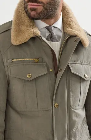 Brunello Cucinelli Waxed Techno Cotton Safari Jacket With Thermore® Padding - Medium Grey