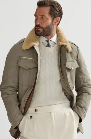 Brunello Cucinelli Waxed Techno Cotton Safari Jacket With Thermore® Padding - Medium Grey