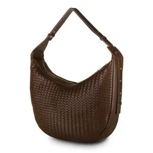 YOUZEY Crescent Woven Shoulder Bag - Brown