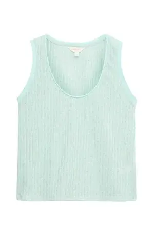 PER UNA BY M&S Textured Stripe Knit Scoop Neck Tank - Light Green