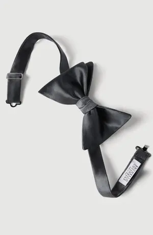 Brunello Cucinelli Cotton And Silk Satin Bow Tie - Anthracite