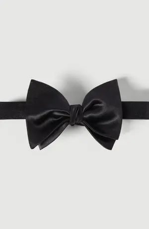 Brunello Cucinelli Cotton And Silk Satin Bow Tie - Black