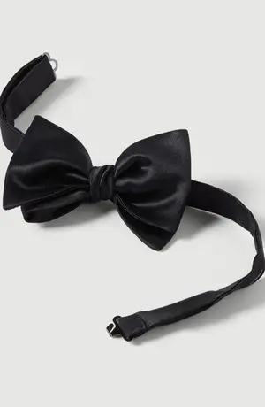Brunello Cucinelli Cotton And Silk Satin Bow Tie - Black