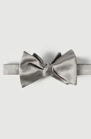 Brunello Cucinelli Cotton And Silk Satin Bow Tie - Grey