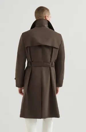 Brunello Cucinelli Water-resistant Microfiber Trench Coat With Nappa Leather Inserts