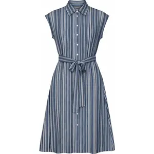 BIRCH Linen Striped Midi Shirt Jumper - Denim