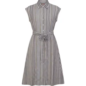 BIRCH Linen Striped Midi Shirt Jumper - Stone