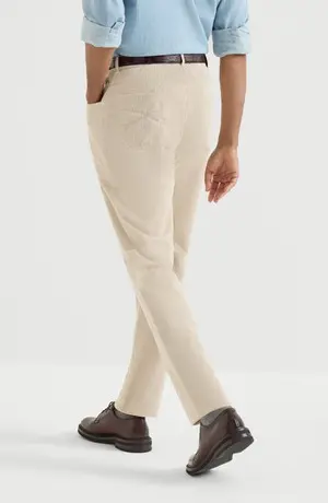 Brunello Cucinelli Garment-dyed Narrow Wale Corduroy Trousers - Sand