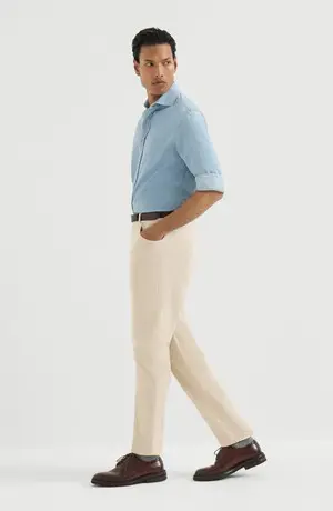 Brunello Cucinelli Garment-dyed Narrow Wale Corduroy Trousers - Sand