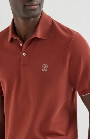 Brunello Cucinelli Cotton Piqué Polo Shirt With Logo - Grey